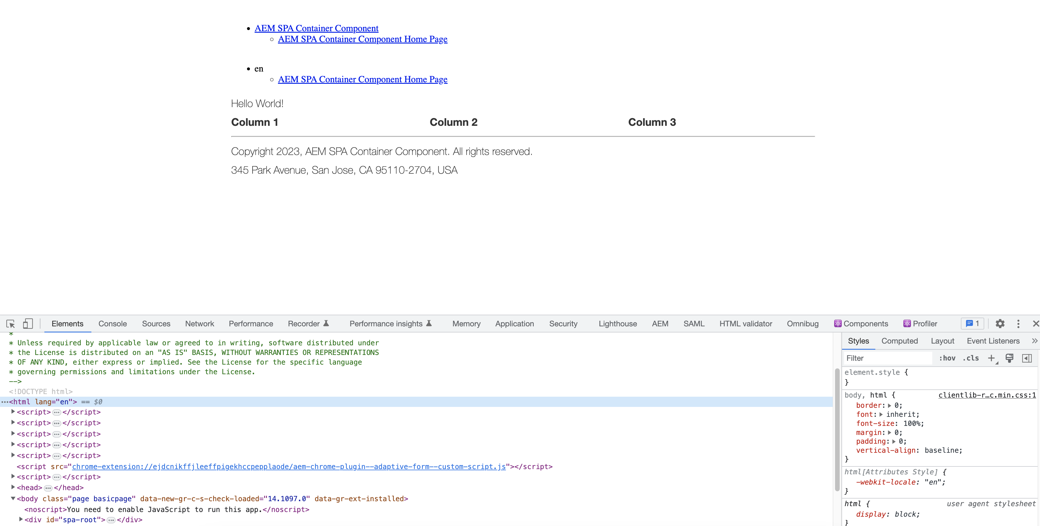 Implementing a Container Component (Column Control) in AEM SPA - React
